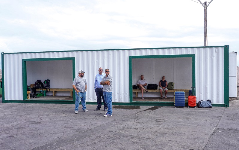 Container waiting area for ferry passengers - EA News Aruba