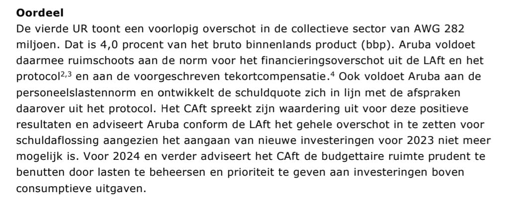 Caft ta conclui cu Aruba ta cumpli cu tur norma financiero den aña 2023 ...